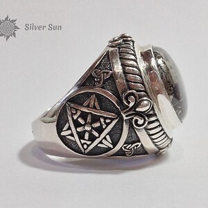 Sterling Silver Ring Black Magnesite Stone Sacred Geometry Merkaba ...