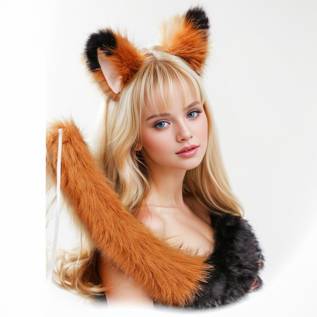 Brown Black Faux Fur Fox Tail Anime Cosplay Halloween T Etsy