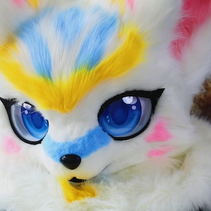 White Kemono Fursuit Head Mask, Furry Gift to Friend Kid Adult Partner ...