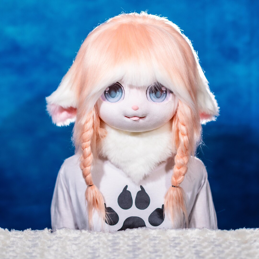 Rose Gold Kigurumi Sheep Cosplay Mask Head | Furry Goat Head Anime ...
