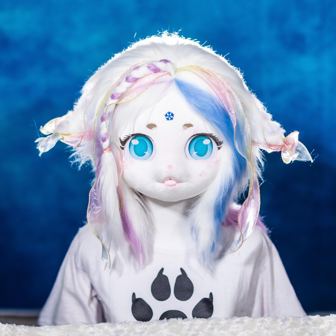 Snow Elf Furry Mask Head | Kigurumi Fursuit Head Convention Wear | Full ...