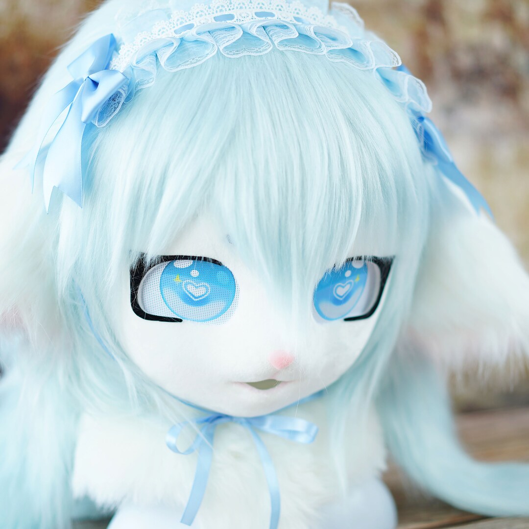 Glacier Sheep Fursona Kig Mask Head, Tender Blue Lamb, Cosplay ...