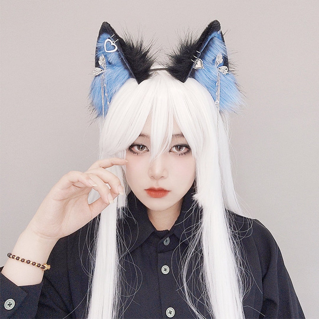 Wolf Ear Headbandanime Earblue Wolf Cosplay Eararitificial - Etsy