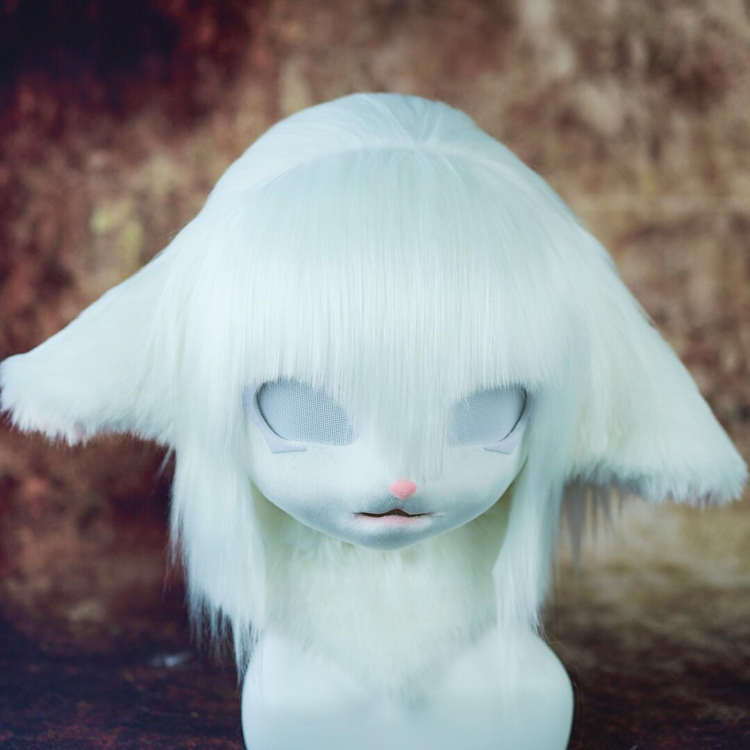 Gothic White Sheep Kigurumi Full-cover Mask, Furry Sheep Head, Devilish ...