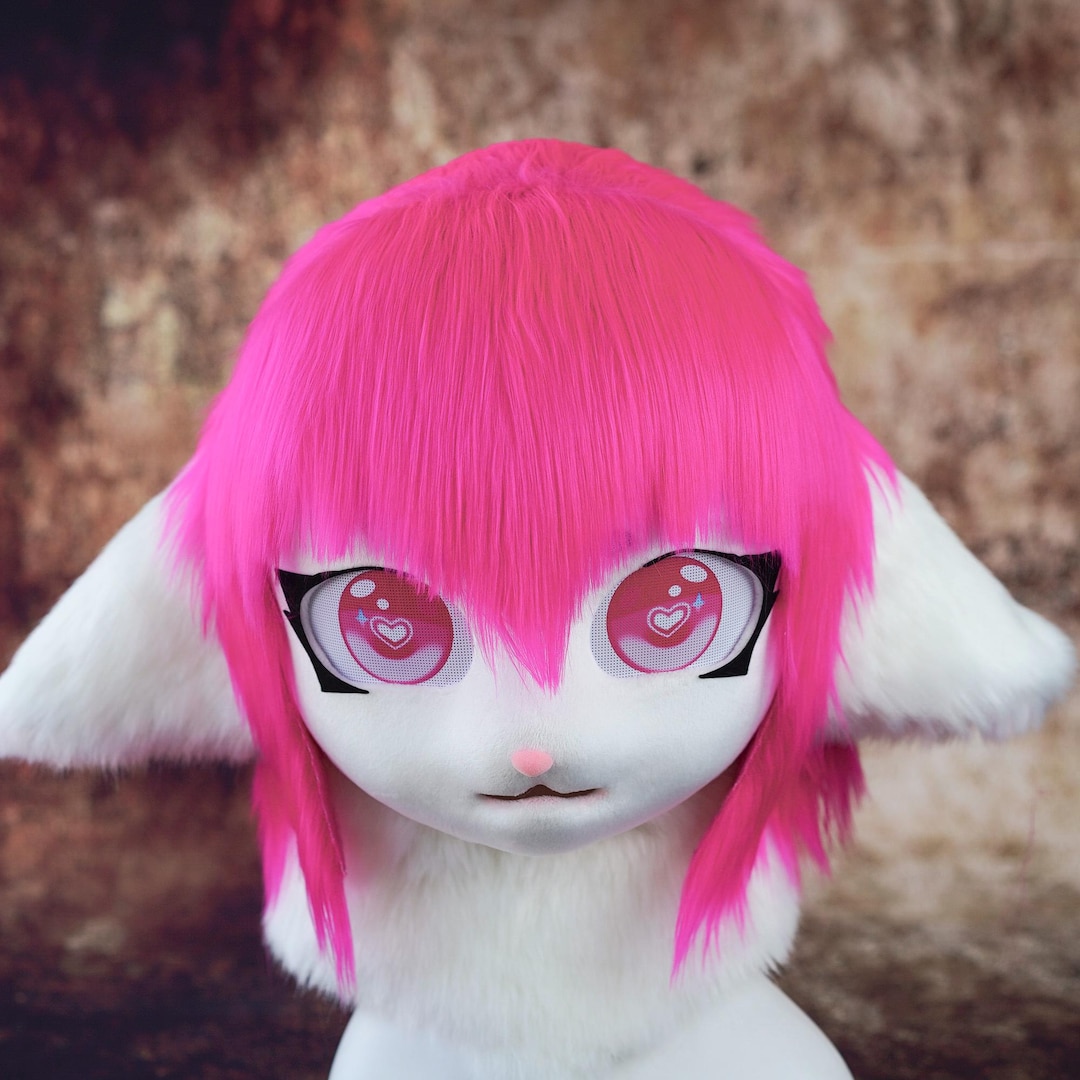 Adorable Pink Sheep Fursona Kig Mask Head, Cute Lamb, Cosplay Furrysuit ...