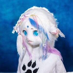 Snow Elf Furry Mask Head | Kigurumi Fursuit Head Convention Wear | Full ...