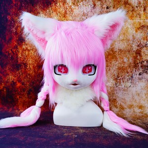 Pink-bombing Star Eye Kitty Fursona Kig Mask Head, Cosplay Furrysuit ...