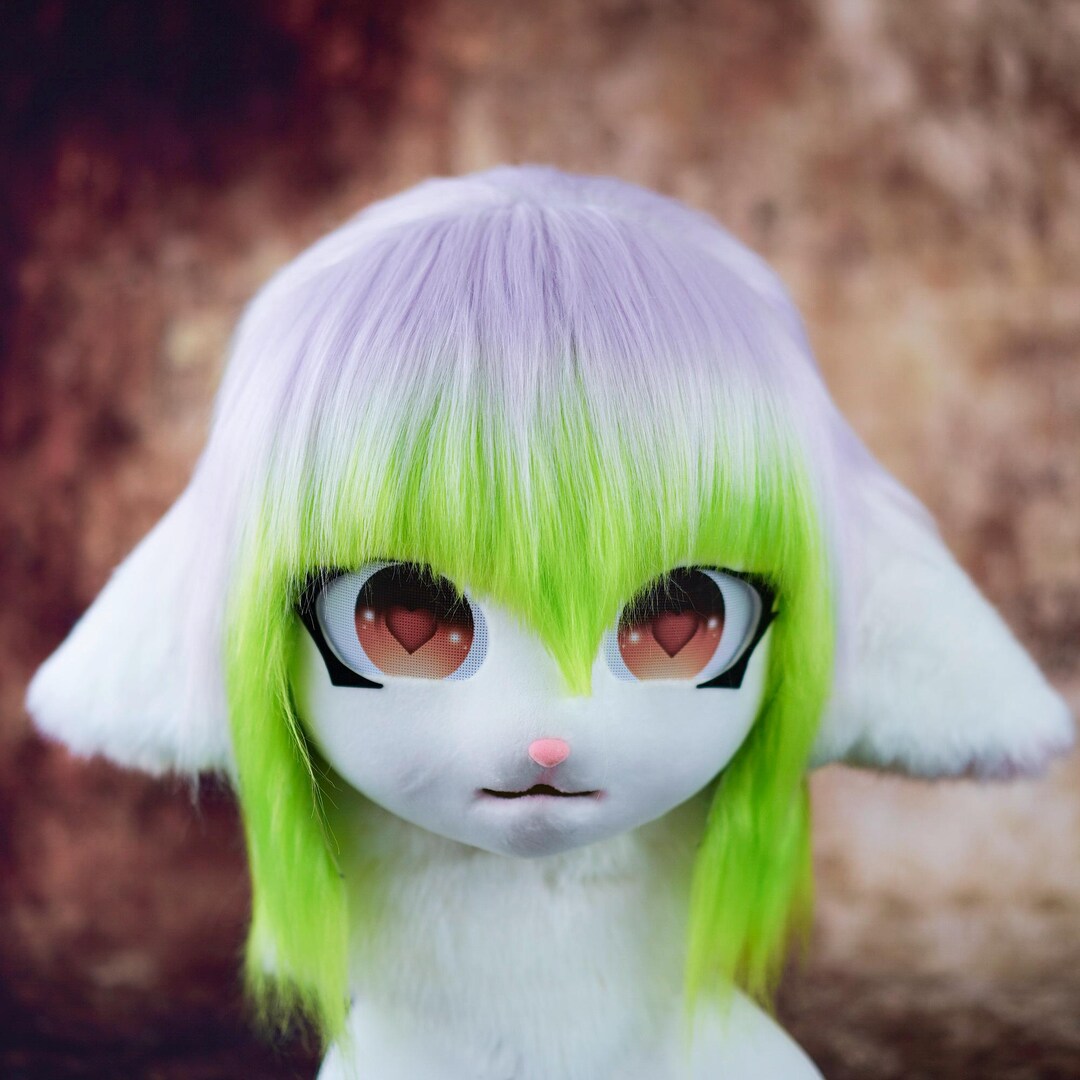 Cute White&green Sheep Kigurumi Full-cover Mask | Soft Plush Cosplay ...