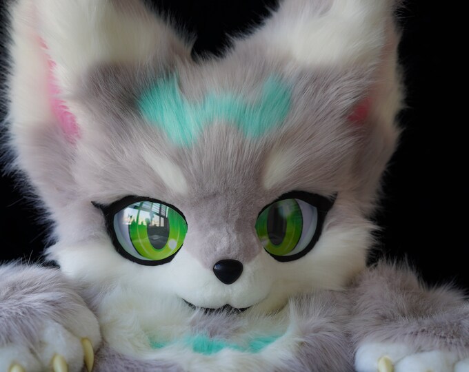 Light Gray Fursuit Head,kemono Fursuit Mask, Furry, Furry Gift, Cosplay ...