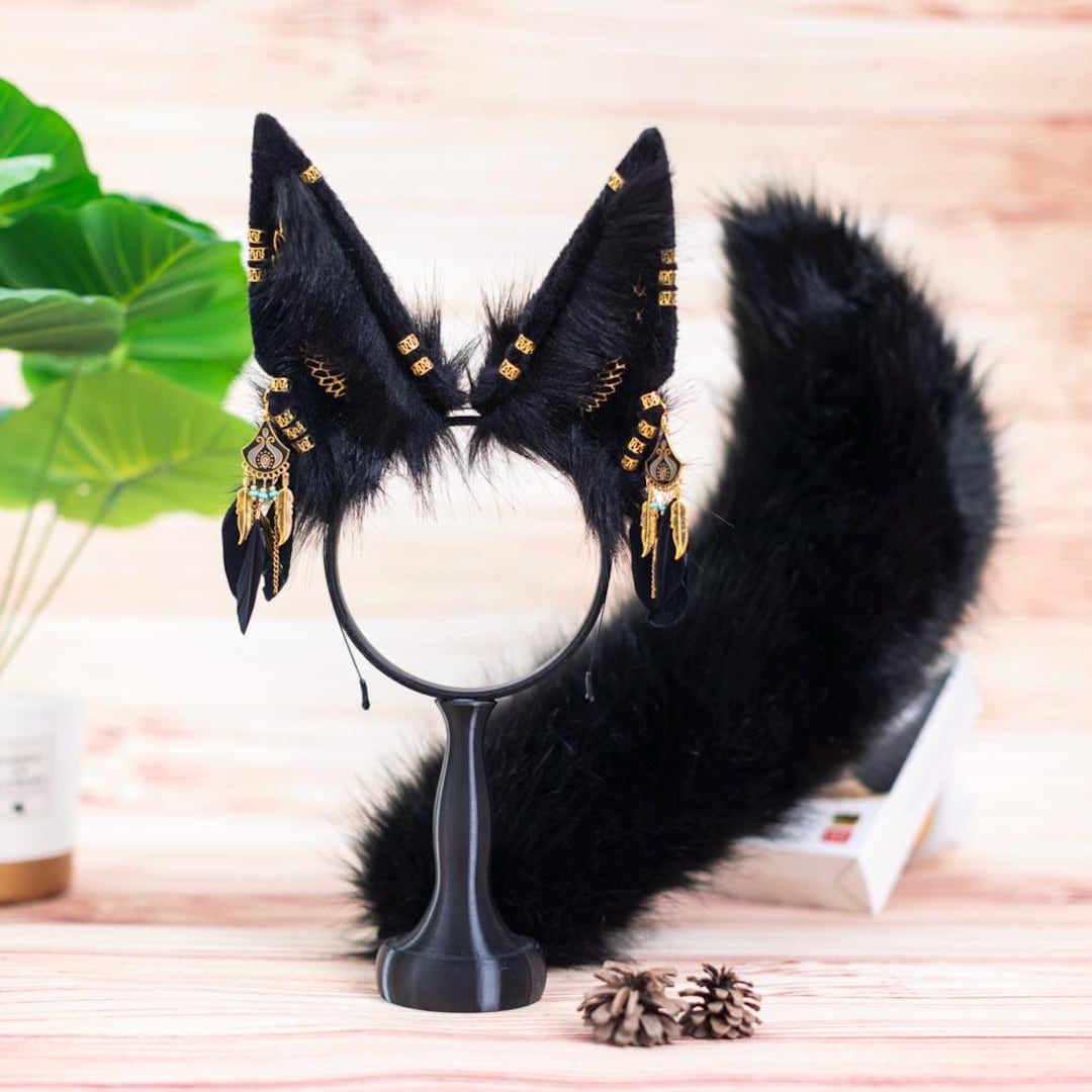Realistic Anubis Ears and Tail | Faux Fur Fursuit Parts for Anime ...