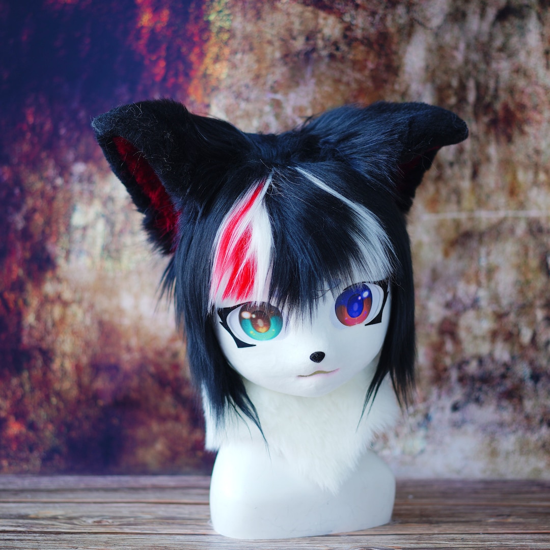 Black Kig Head,punk Cat,piece Dyeing, Kig Cat Head, Pet Play, Cosplay ...