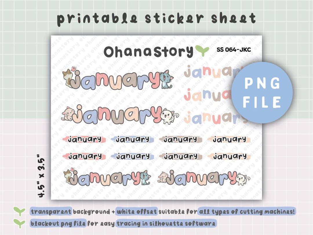 Printable January Month Stickers | Script Stickers for Planners and ...