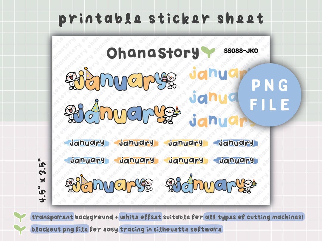 Printable January Month Stickers | Script Stickers for Planners and ...