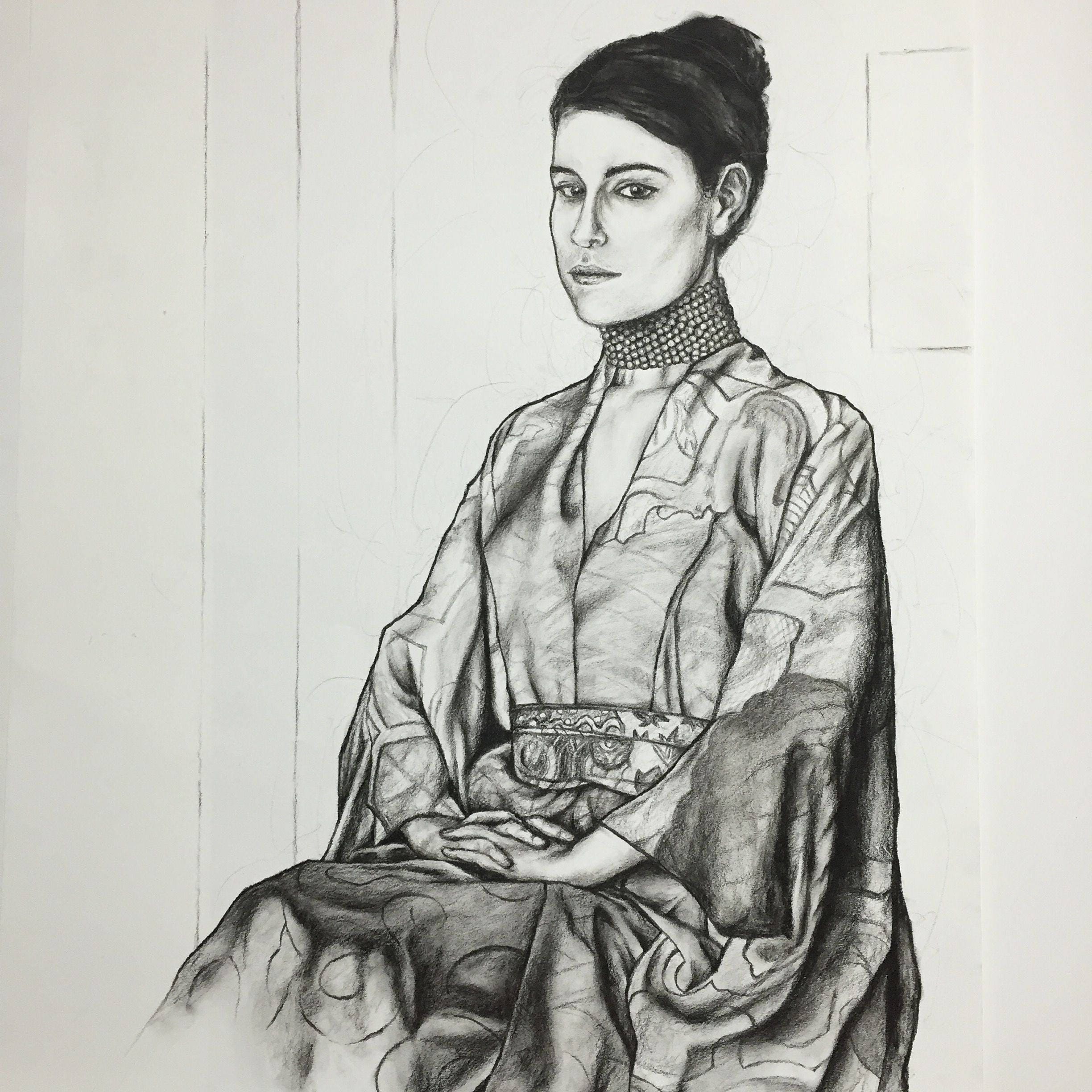 Portrait/stephanie Art Drawing Charcoal Drawing Portrait - Etsy