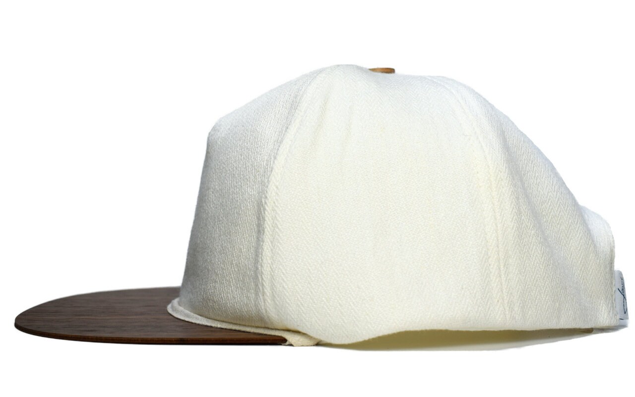 White Hat With Unique Wooden Brim Made in Germany Light & - Etsy