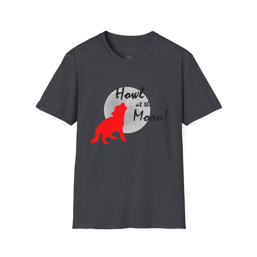 Howl at the Moon With Howling Wolf Pup Unisex Softstyle T-shirt, Moon ...
