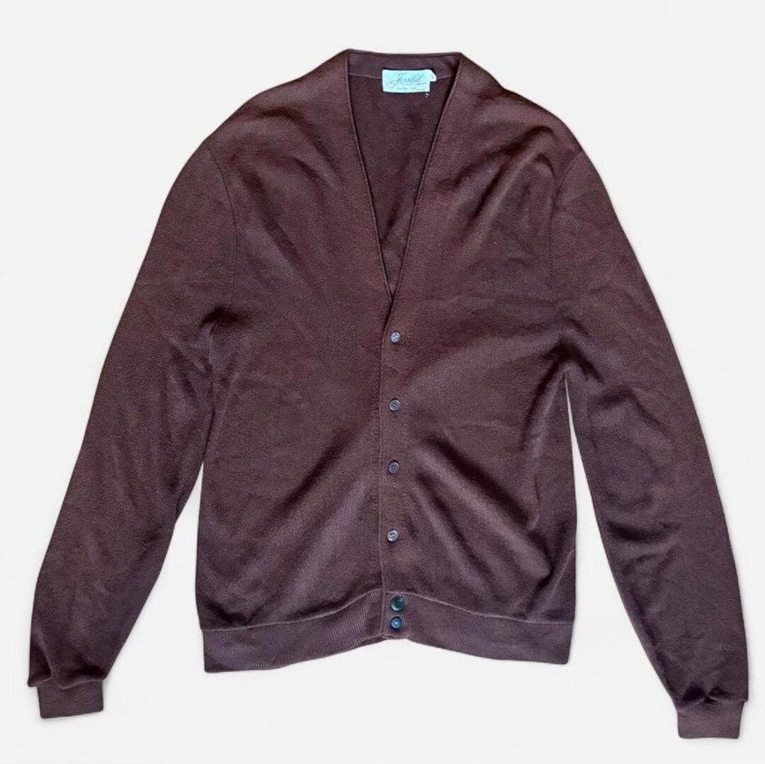 Vintage Jersild Cardigan Sweater Mens L Brown Retro Grandpa Preppy ...