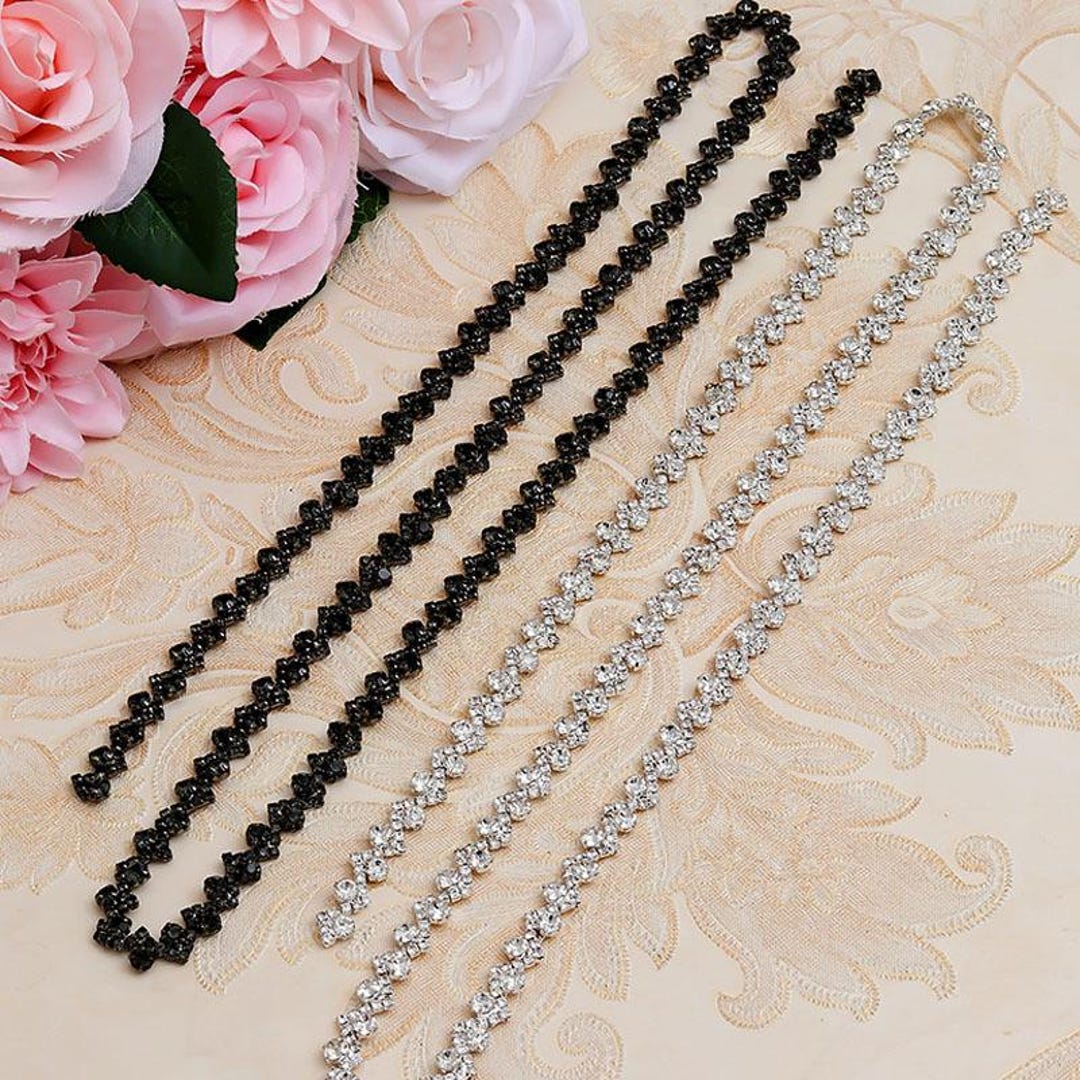 Sparkling Rhinestone Trim: Ultra Thin Crystal Banding, Bridal Gown ...