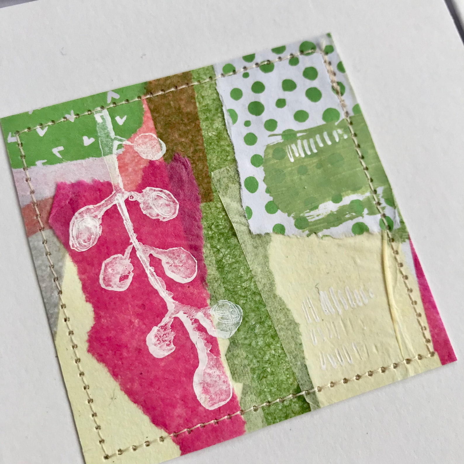Homemade, Nature Inspired Printed Collage Cards - Greetings Card ...