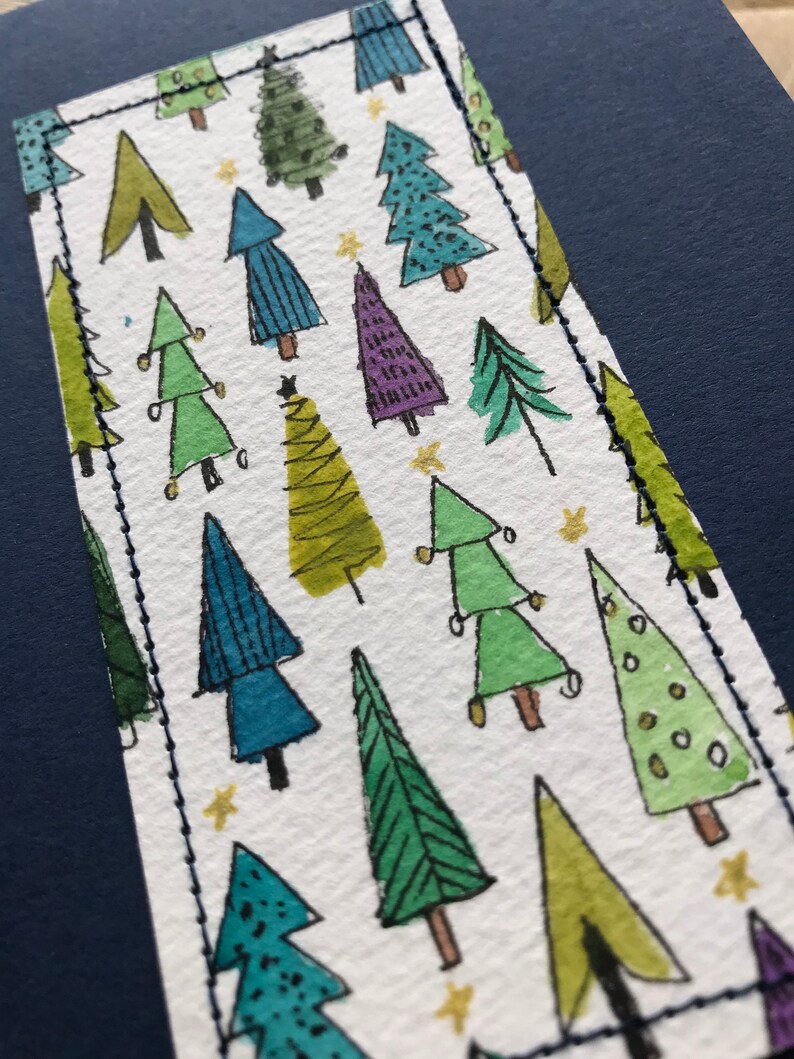 Homemade Christmas Cards, Hand Painted, Christmas Tree Design, Water ...