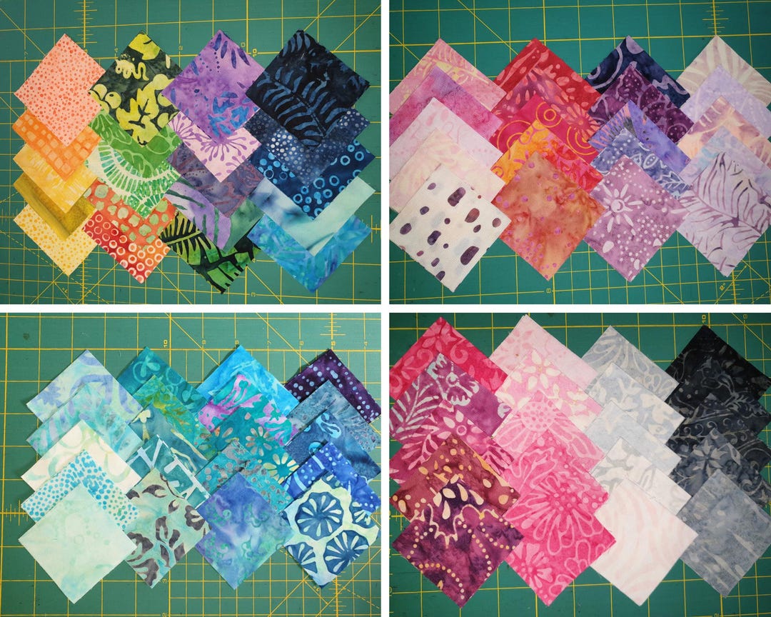 Batik MINI Charm Packs 100% Cotton Fabric Quilter Pre Cuts 2.5 X 2.5 ...