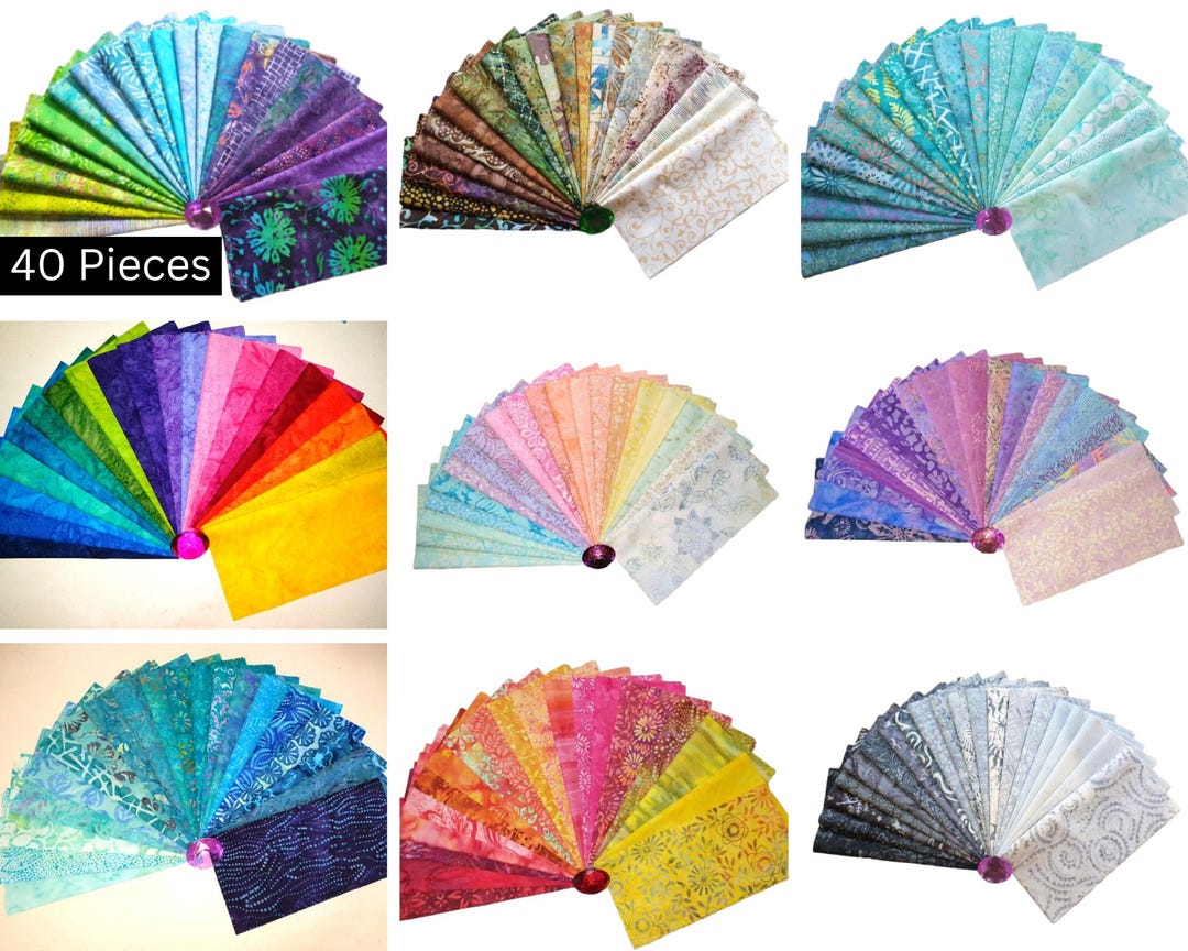 Batik Layer Cakes - 40 of 10" X 10" Squares Batik Fabric Quilting Craft ...