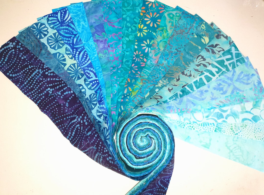 Batik Jelly Rolls Fabric Quilting 100% Cotton Craft Sewing Shades of Ocean Marine 40 & 20 Piece ...