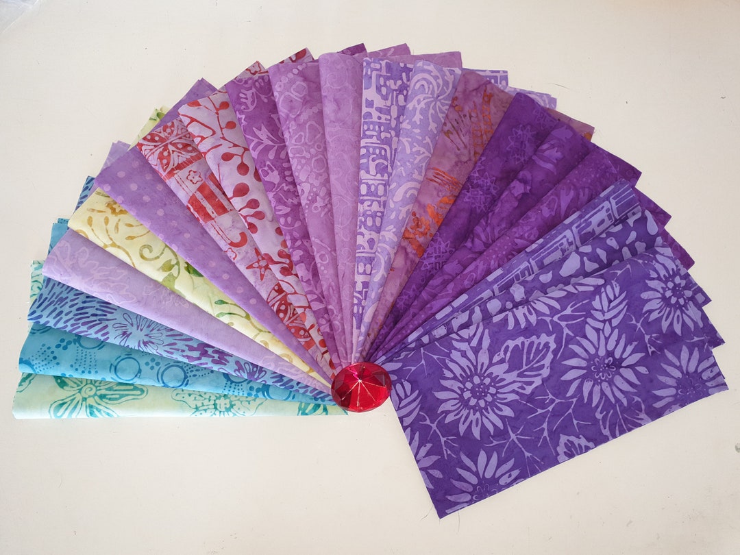 Batik Layer Cakes 100% Cotton Fabric Quilter Shades of Purple Berries ...