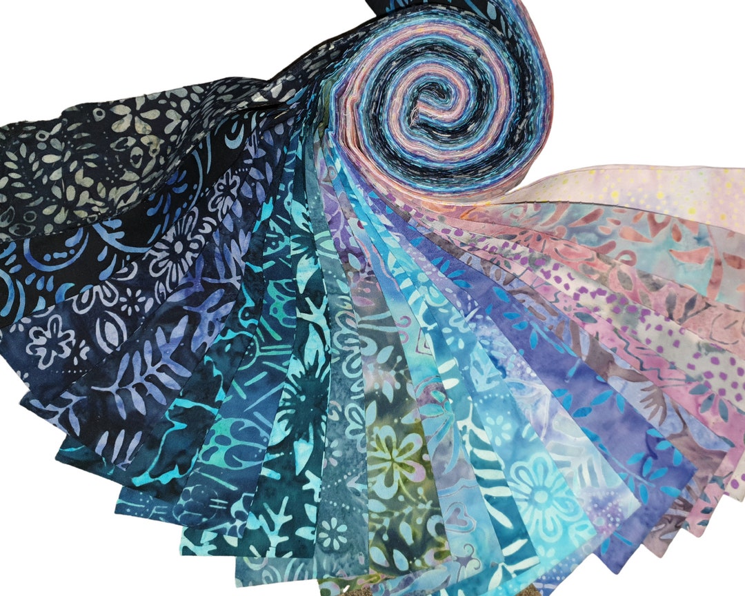 Batik Jelly Rolls 100% Cotton Fabric Quilter Shades of Blue Dreams Pre ...