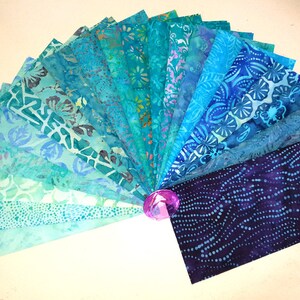 Batik Layer Cakes 100% Cotton Fabric Quilter Pre Cuts Shades of Ocean ...