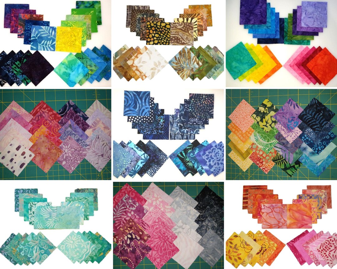 Batik MINI Charm Packs 100% Cotton Fabric Quilter Pre Cuts 2.5" X 2.5 ...