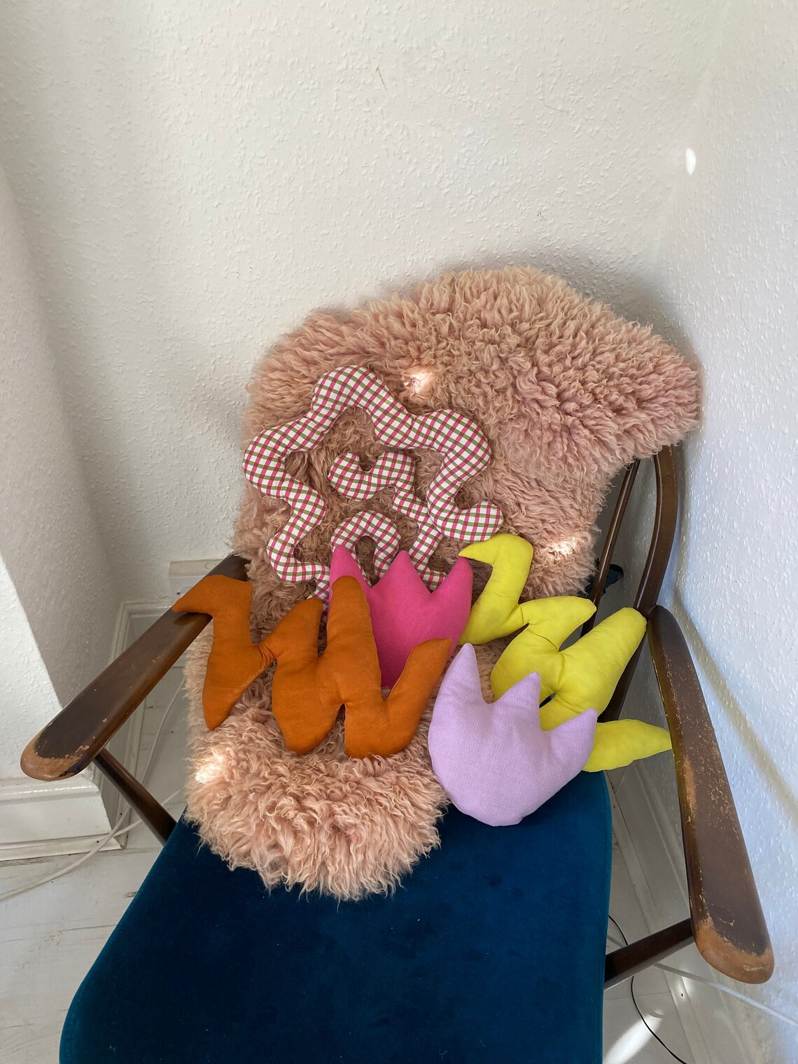 Squiggle Stuffed Shape Colourful Cushion - Etsy