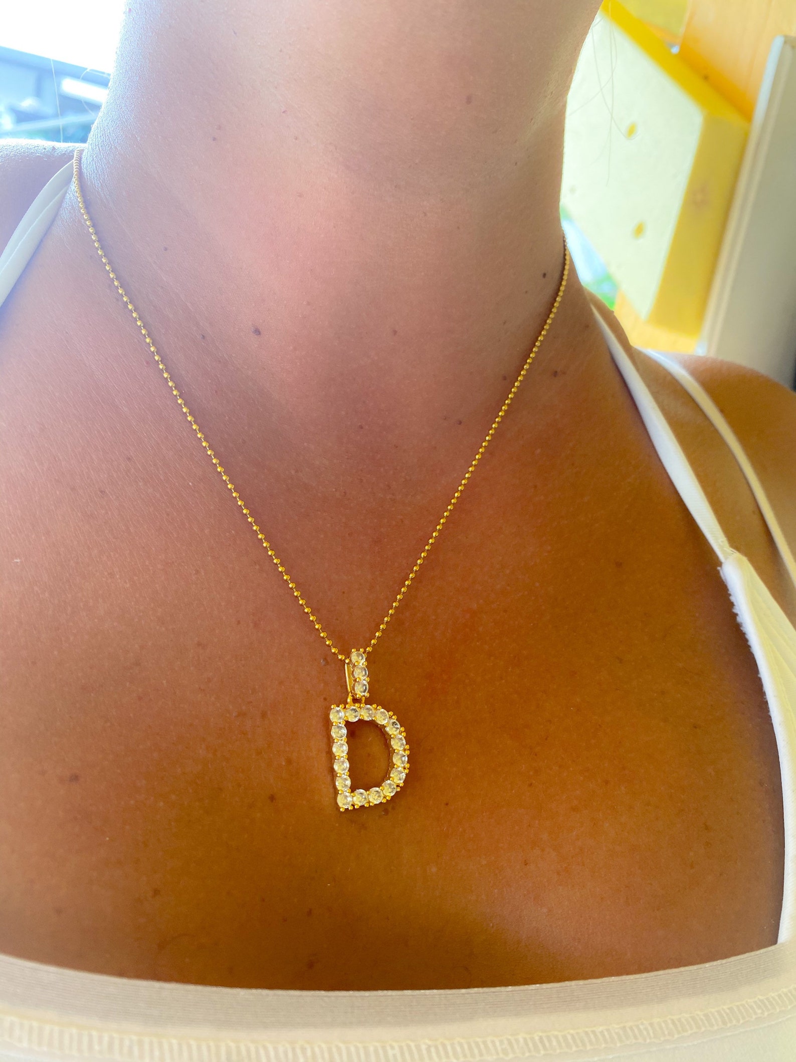 Hermosa cadena con tu Inicial en zirconias | Etsy