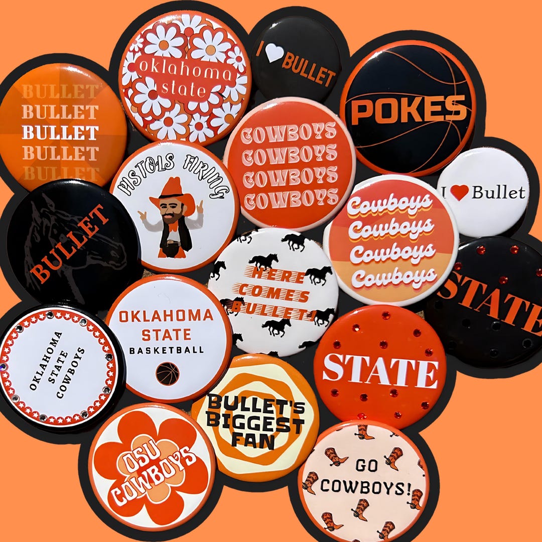 Oklahoma State Game Day Buttons, Sports Buttons, Team Spirit Pins ...
