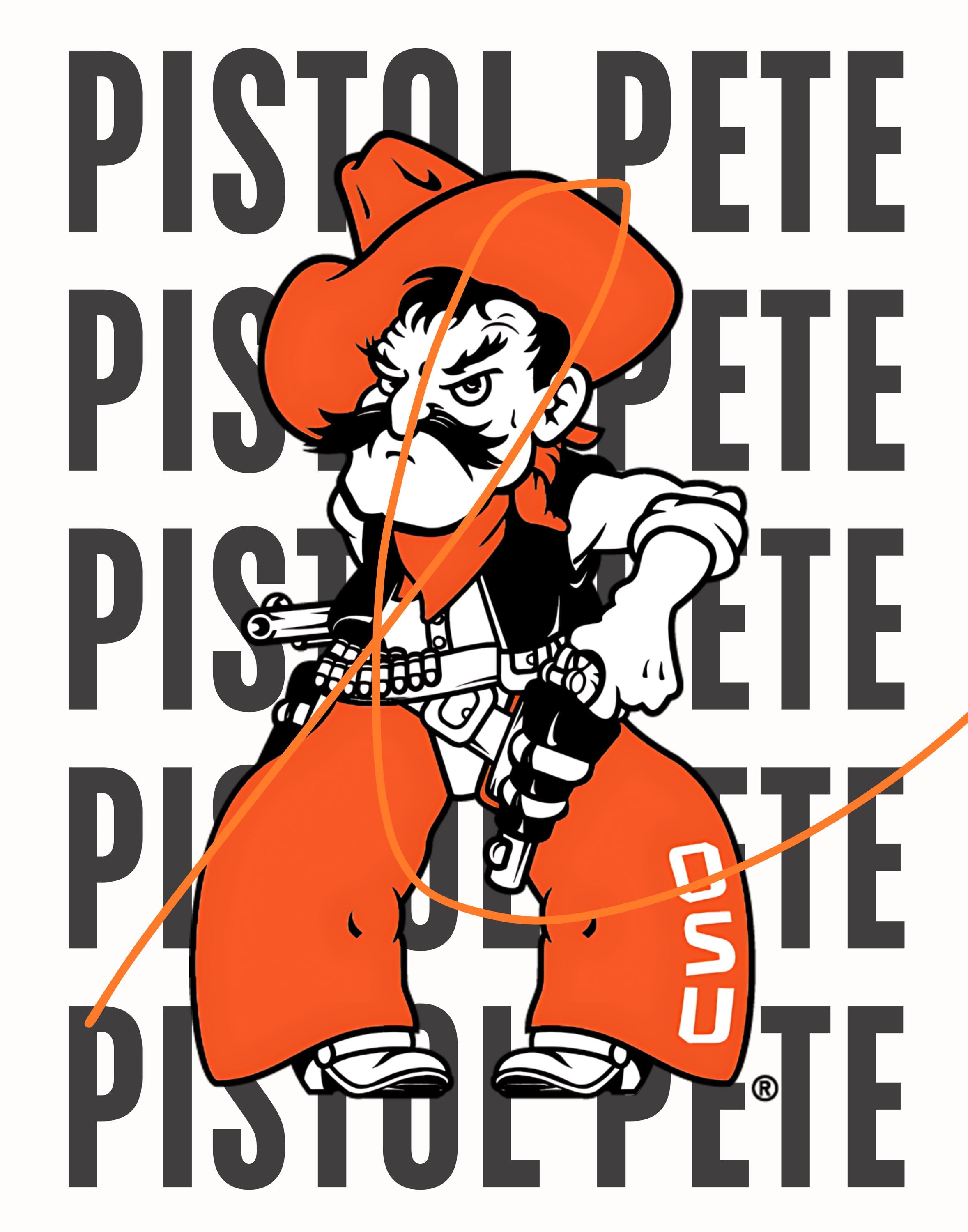 Oklahoma State University Pistol Pete Digital Wall Art, OSU Wall Art ...