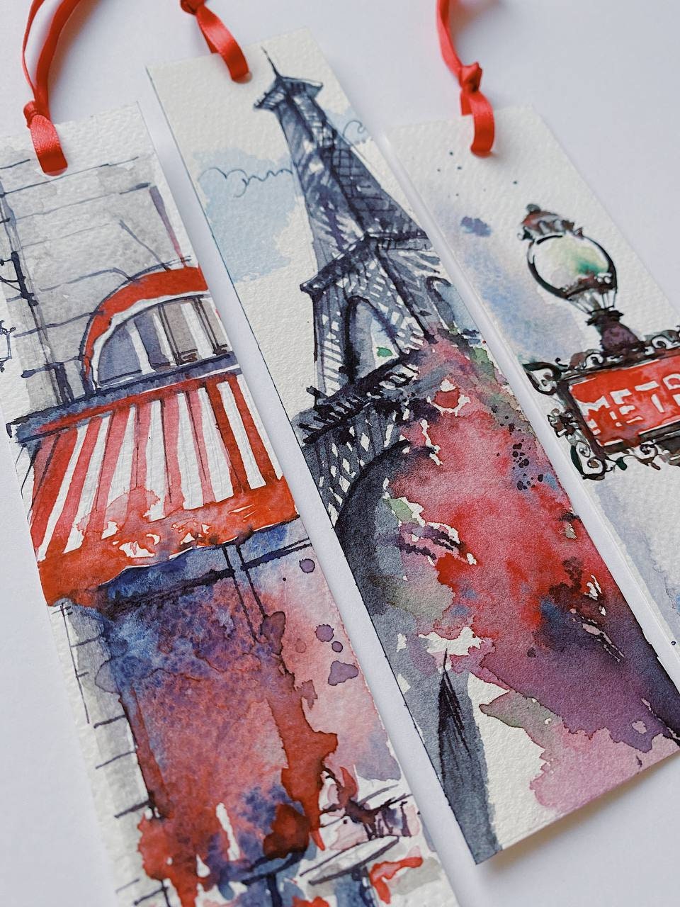 Paris Watercolor Bookmark - Hand Made - Etsy
