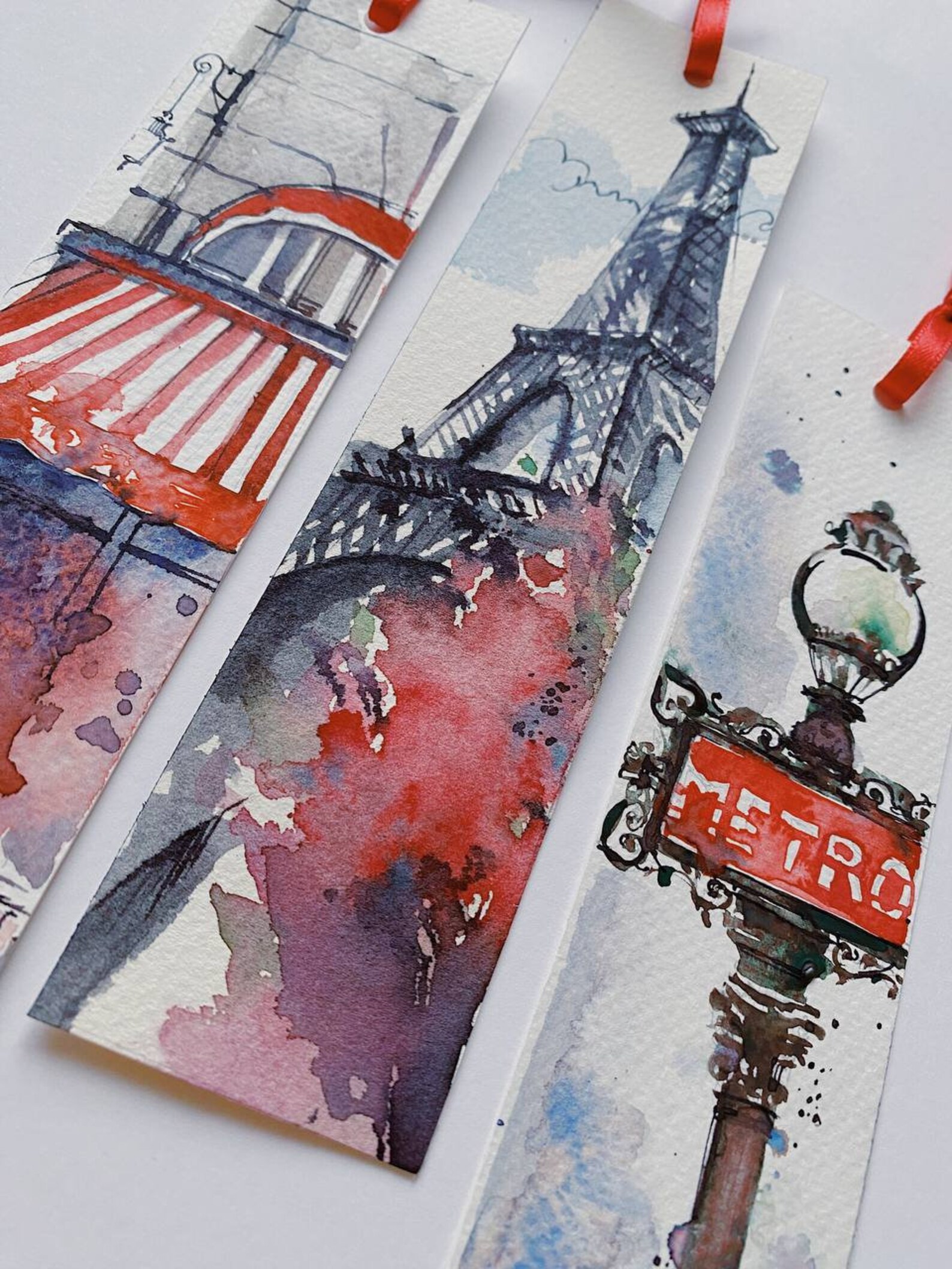 Paris Watercolor Bookmark - Hand Made - Etsy