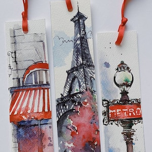Paris Watercolor Bookmark - Hand Made - Etsy