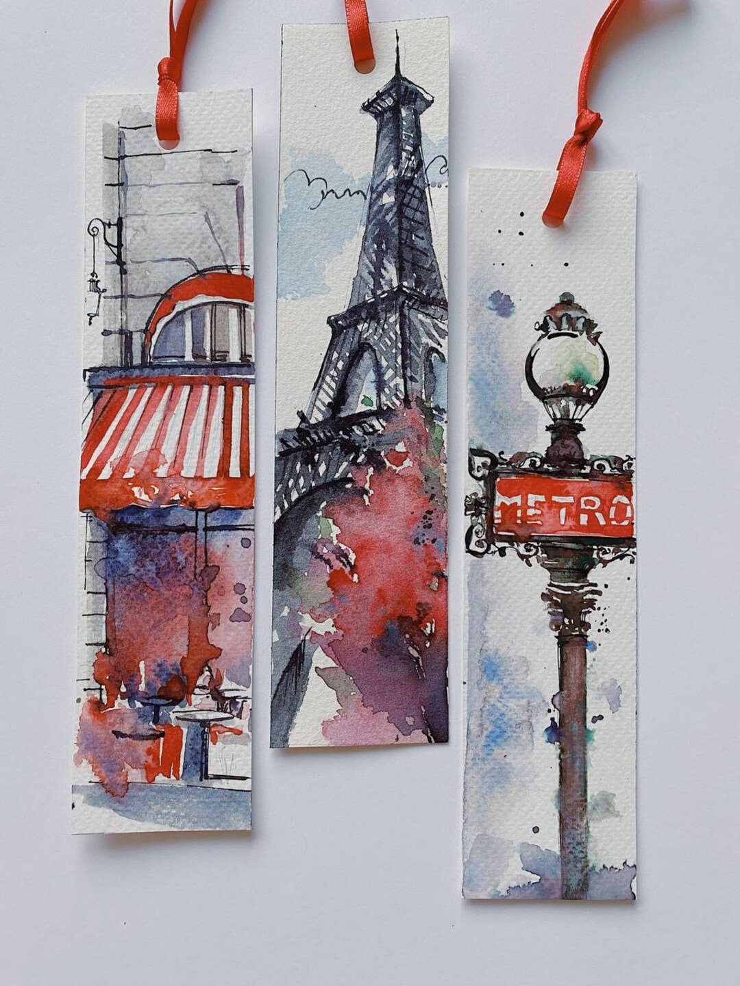 Paris Watercolor Bookmark - Hand Made - Etsy