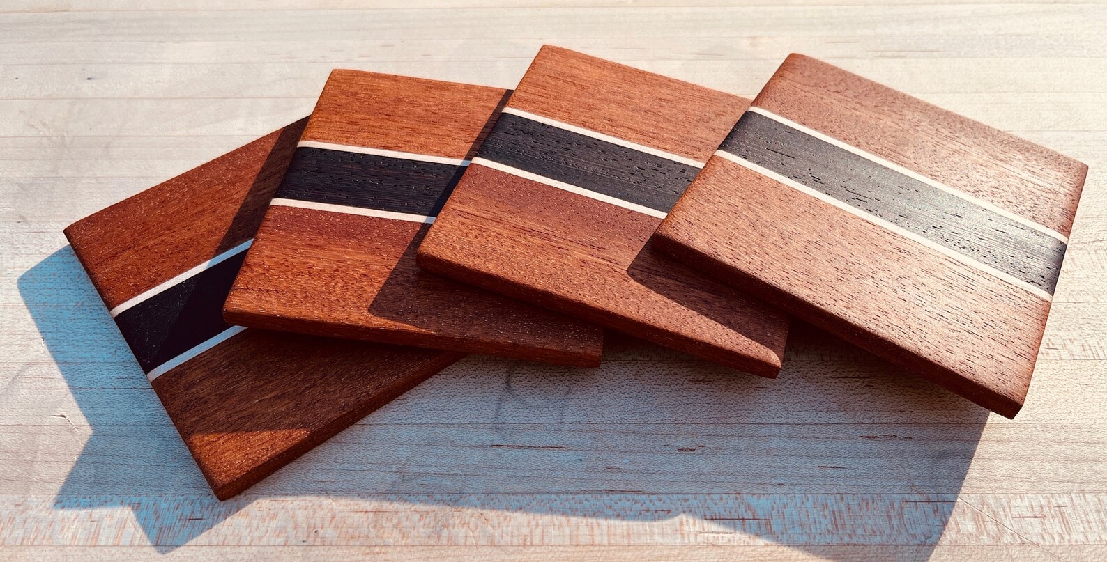 Burmese Rosewood, Maple & Wenge Coaster Set set of 4 - Etsy