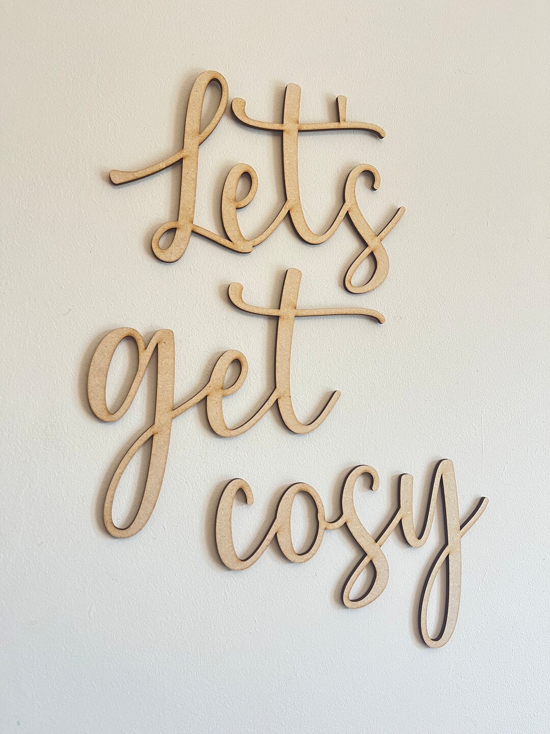 Let’s Get Cosy Word Art | MDF Wall Sign | Cut Out | Wall Decor | Photo ...