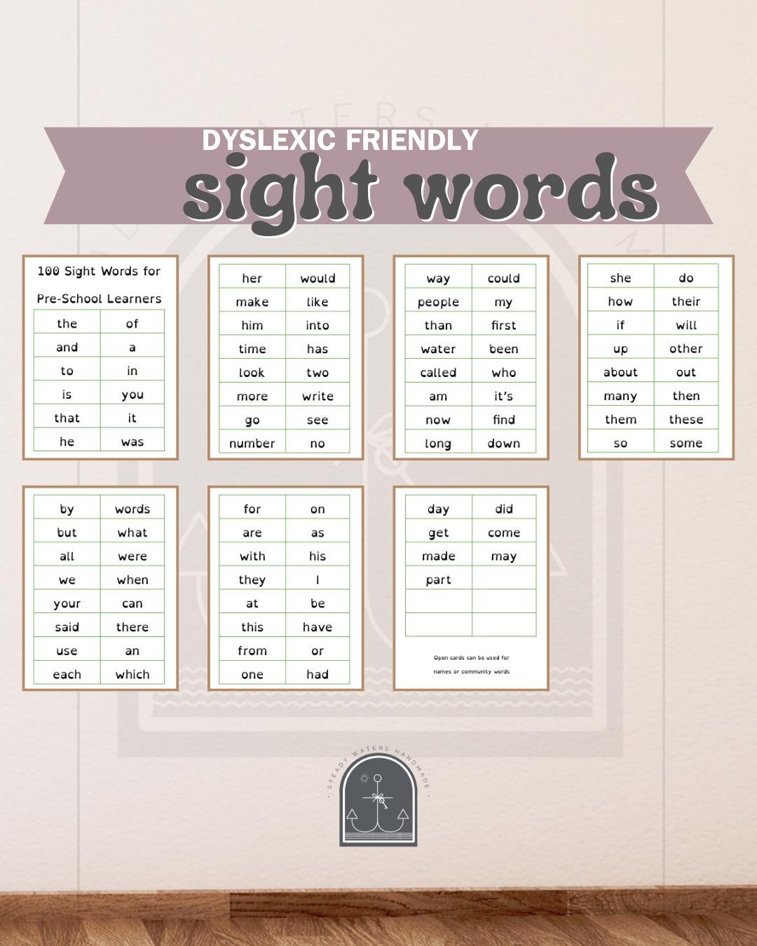 100 Dyslexic-friendly Sight Words Flash Cards - Enhance Literacy - Etsy