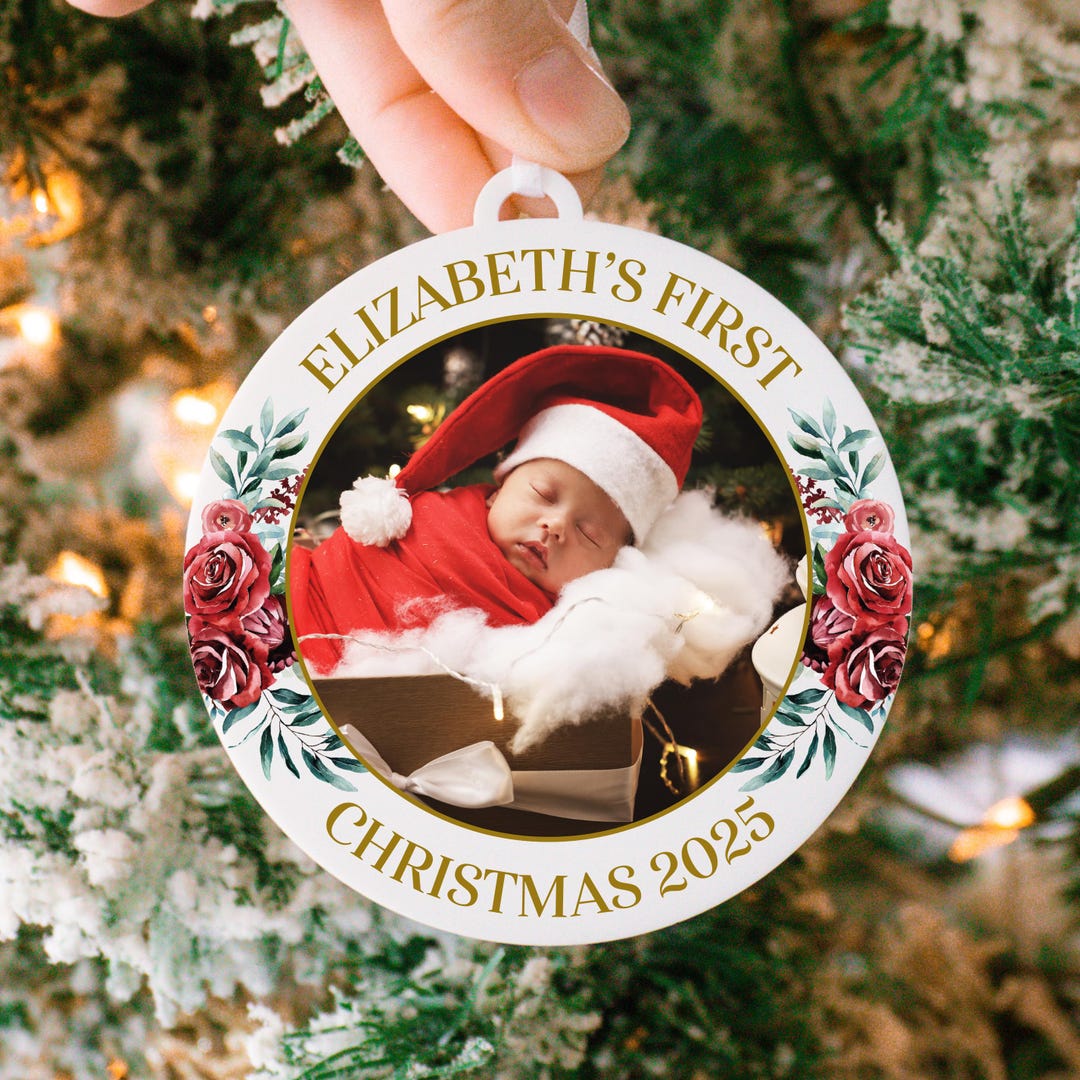 Baby's First Christmas Photo Ornament | Personalized Baby Gift Keepsake ...