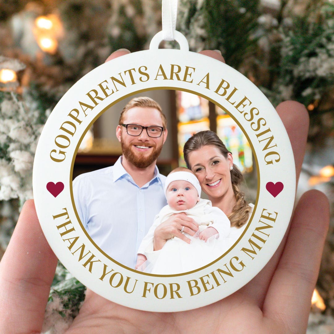 Personalized Godparent Photo Ornament | First Communion Baby Baptism ...