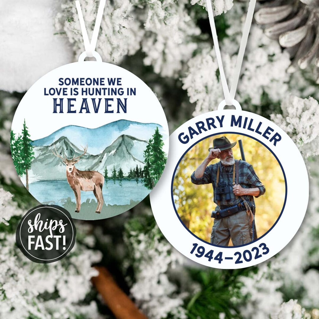 Hunting in Heaven Memorial Photo Ornament | Remembrance Ornament Custom ...