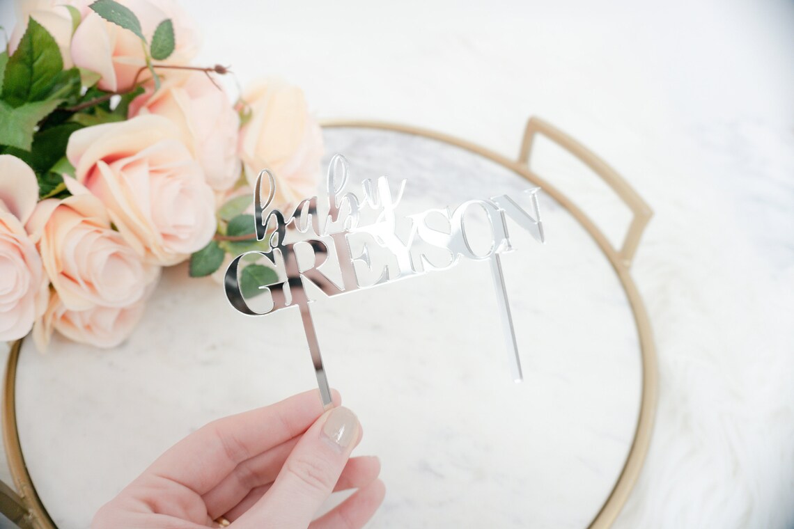 Personalized Baby Shower Cake Topper | Modern Acrylic Decor - Etsy