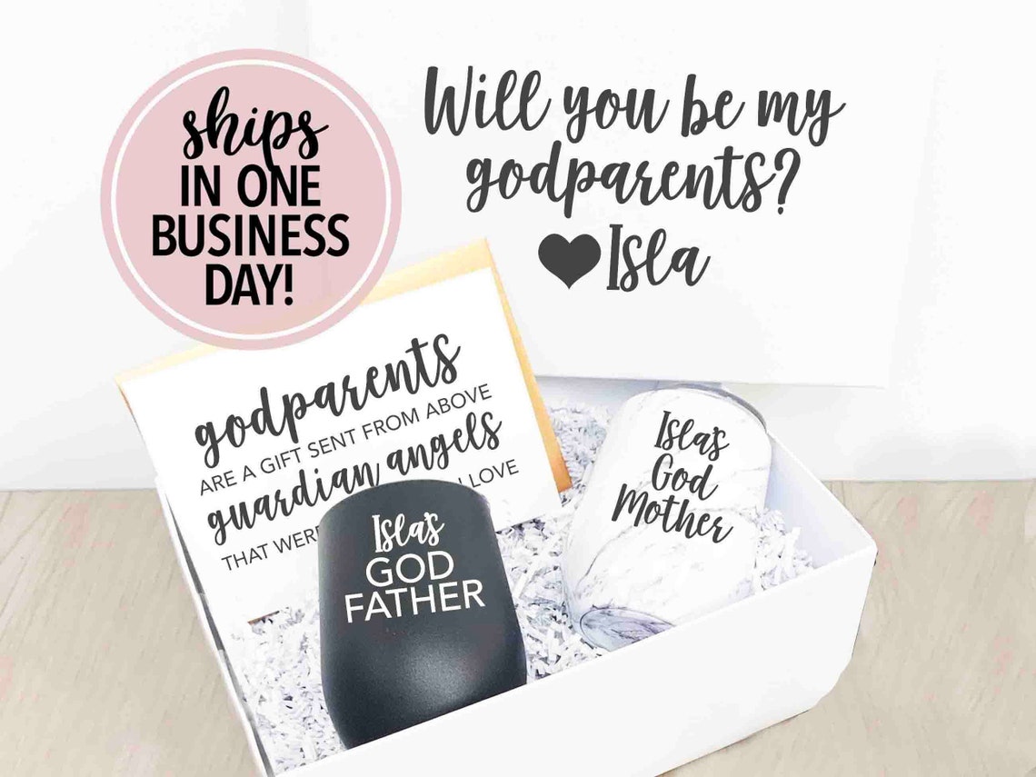 Personalized Godparents Proposal Gift Box, Wine Tumblers & Card - Etsy