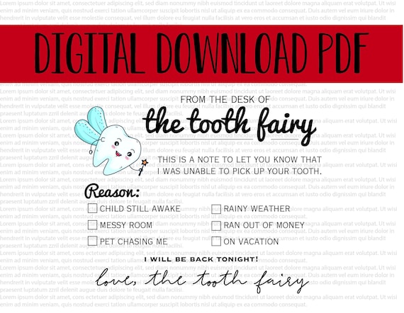 Tooth Fairy Note Tooth Fairy Late Note Tooth Fairy Tooth | Etsy UK