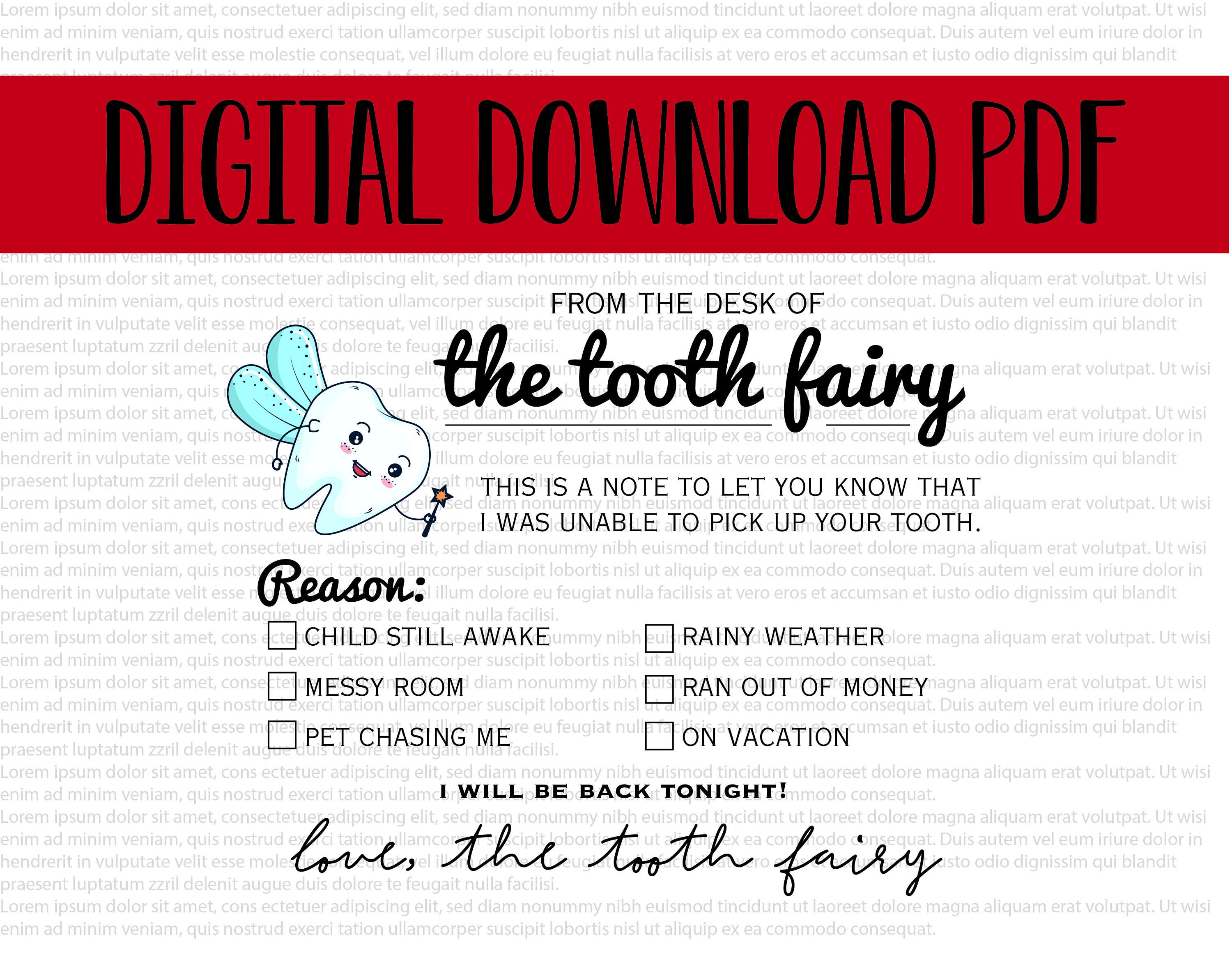 Tooth Fairy Note - Tooth Fairy Late Note - Tooth Fairy - Tooth Fairy ...