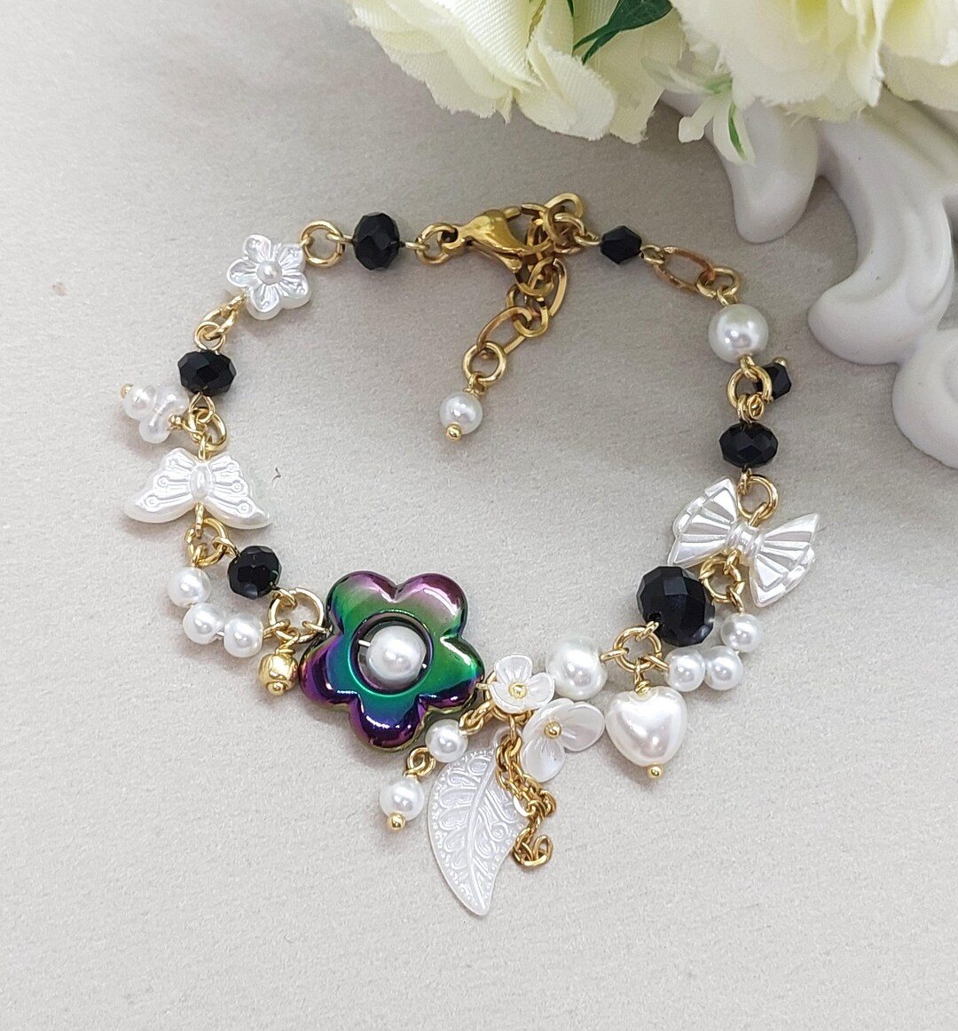 Beaded Cottagecore Bracelet, Whimsical Aesthetic Jewelry, Beaded ...